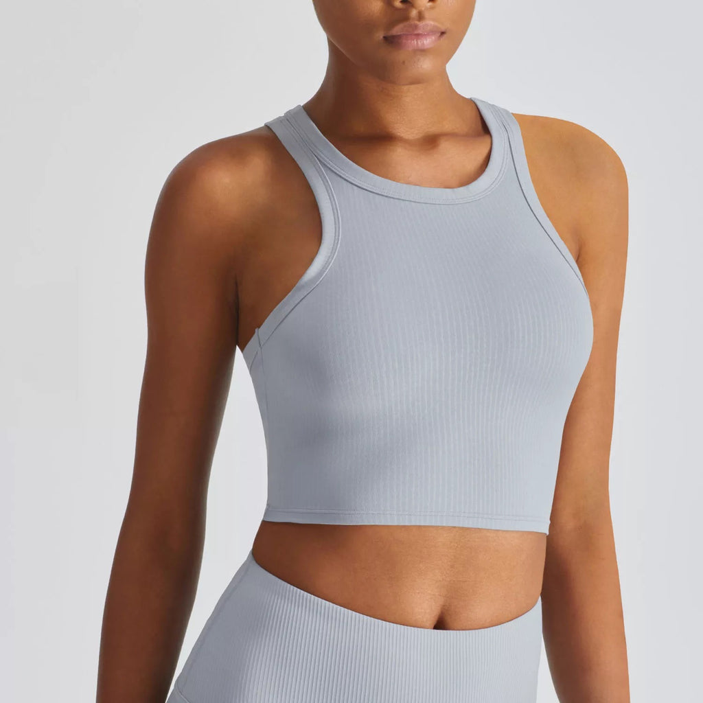 Cropped Ribbed Muscle Tee - Grey – With Attitude Activewear